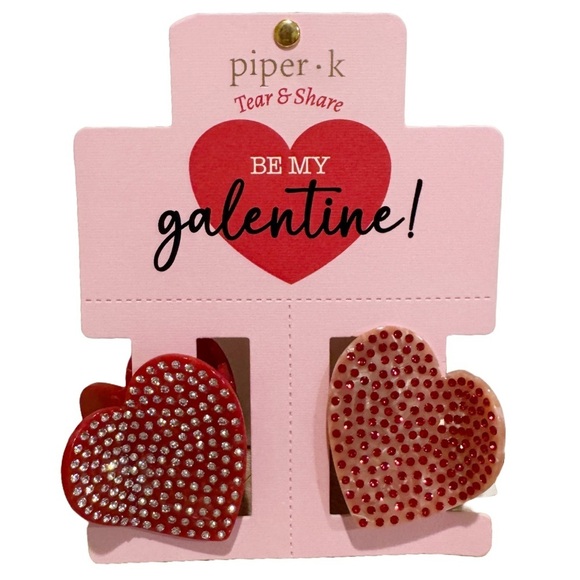Piper K | Accessories | Piper K Red Heart Hair Clips | Poshmark